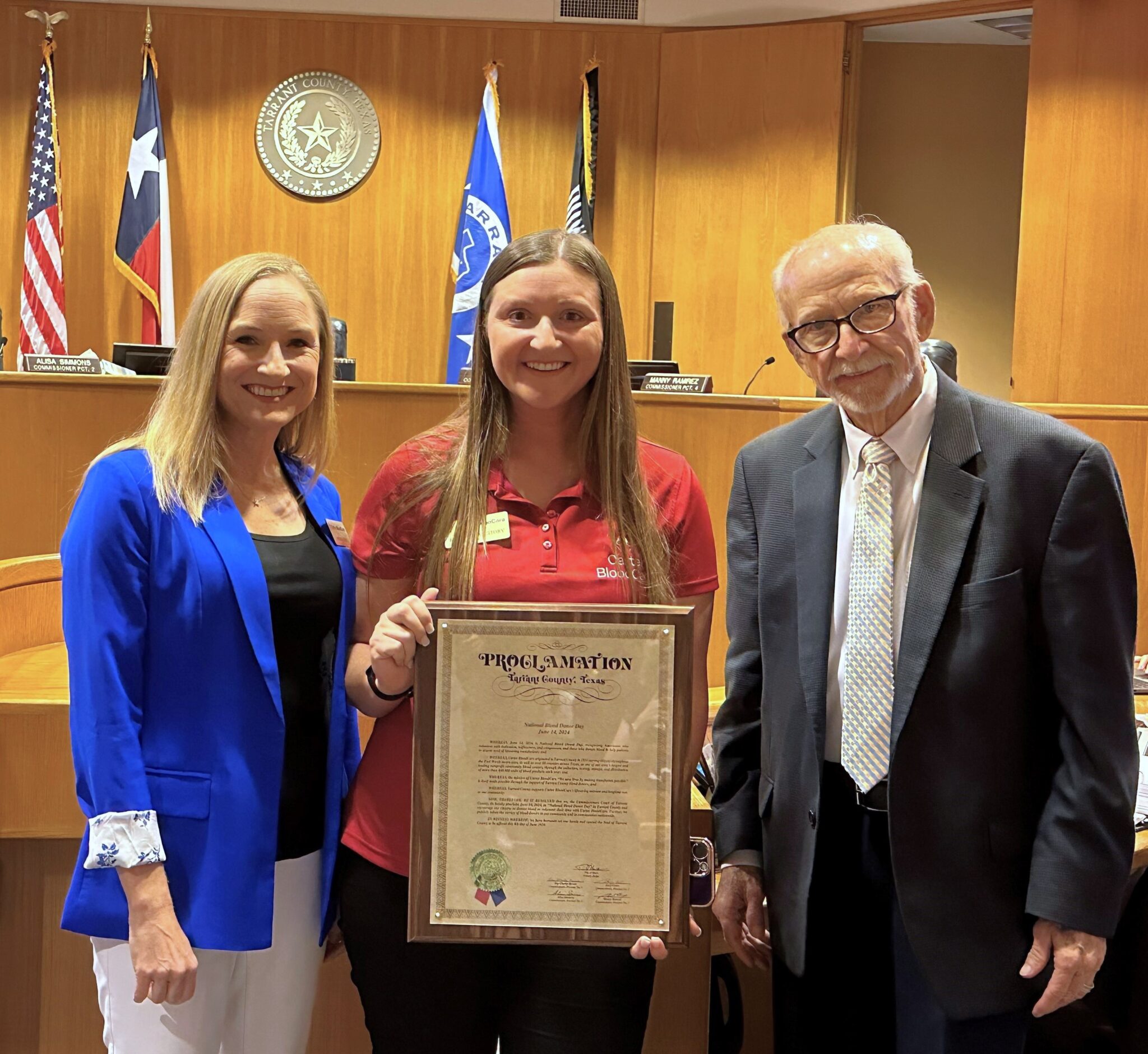 Carter BloodCare honored by Tarrant County Commissioners